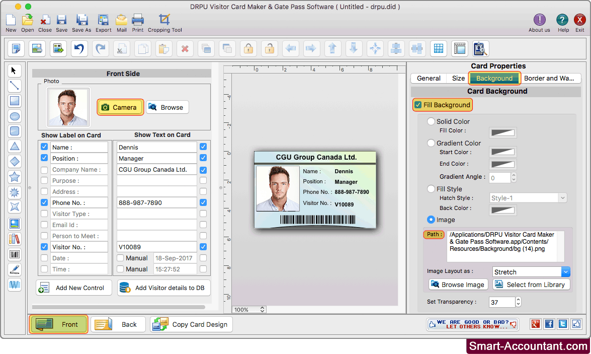 Visitors ID Cards Maker for Mac design visitor ID Card and Gate Pass