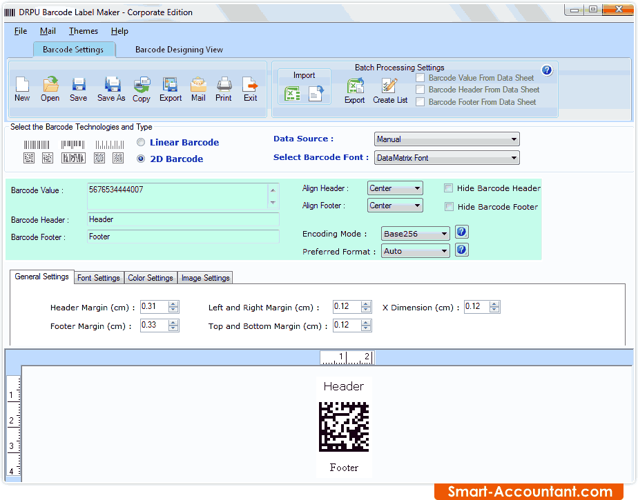 Barcode Maker Software (Corporate) designs single or multiple barcode tags