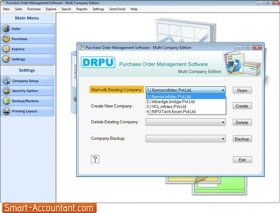 Multi Company Purchase Order Software maintain sales purchase order