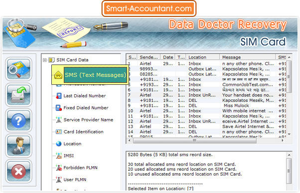 Sim Card Data Recovery Software screenshots sim text messages phonebook ...
