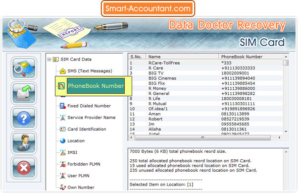 Sim Card Data Recovery Software screenshots sim text messages phonebook ...