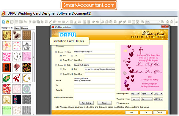 Wedding card Maker software screenshots creates marriage invitation cards